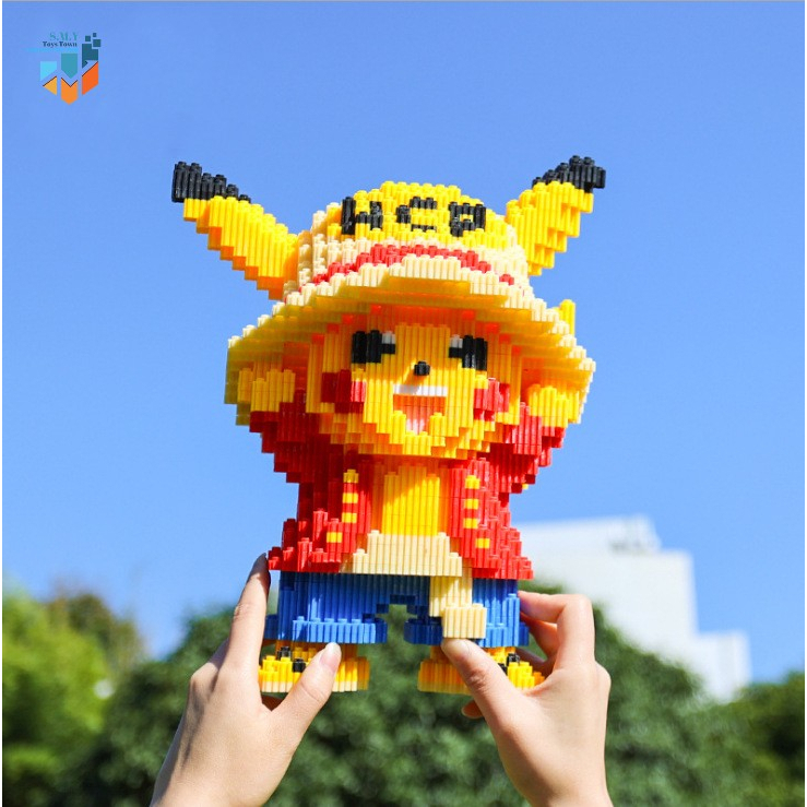 Smy Nano Blocks LUFFY PIKACHU, LUFFYCHU, One Piece X Pokemon 3D Model ...