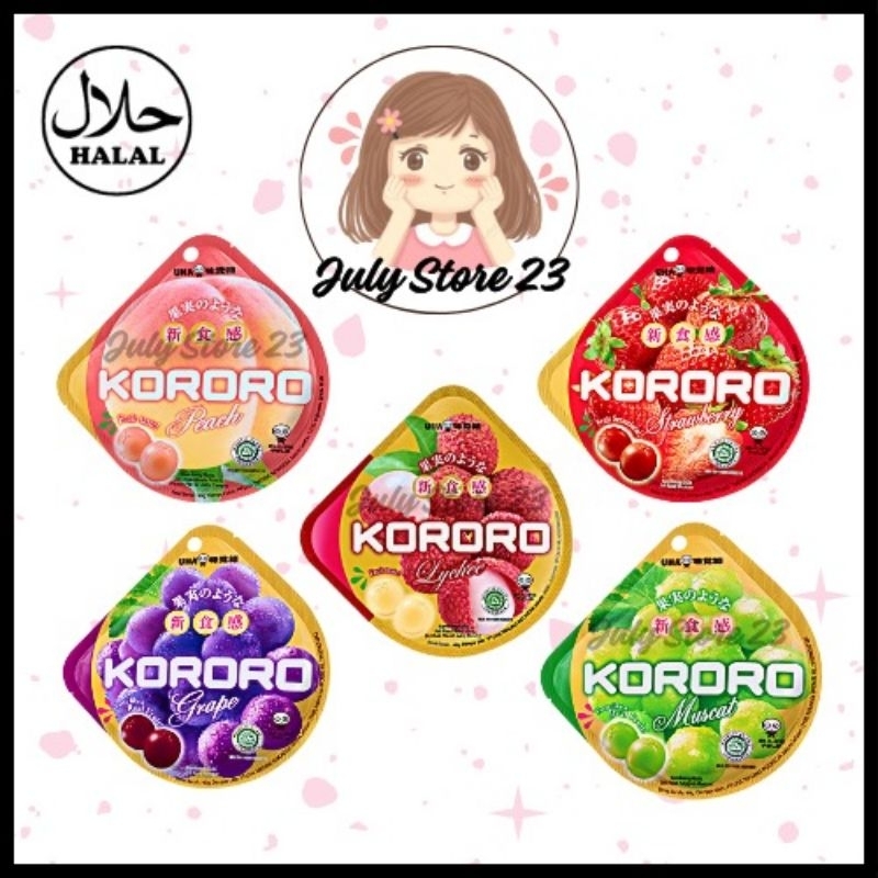 KORORO UHA jelly candy Peach, Strawberry, Grape, Muscat, Lychee, Cola 40g | Shopee Singapore
