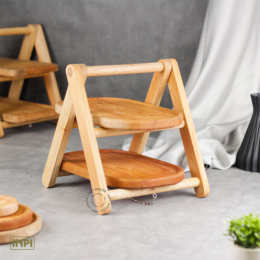 KAYU Inpi HOUSE - Wooden Food Display Rack Cake Coaster 2 layers (Stand ...