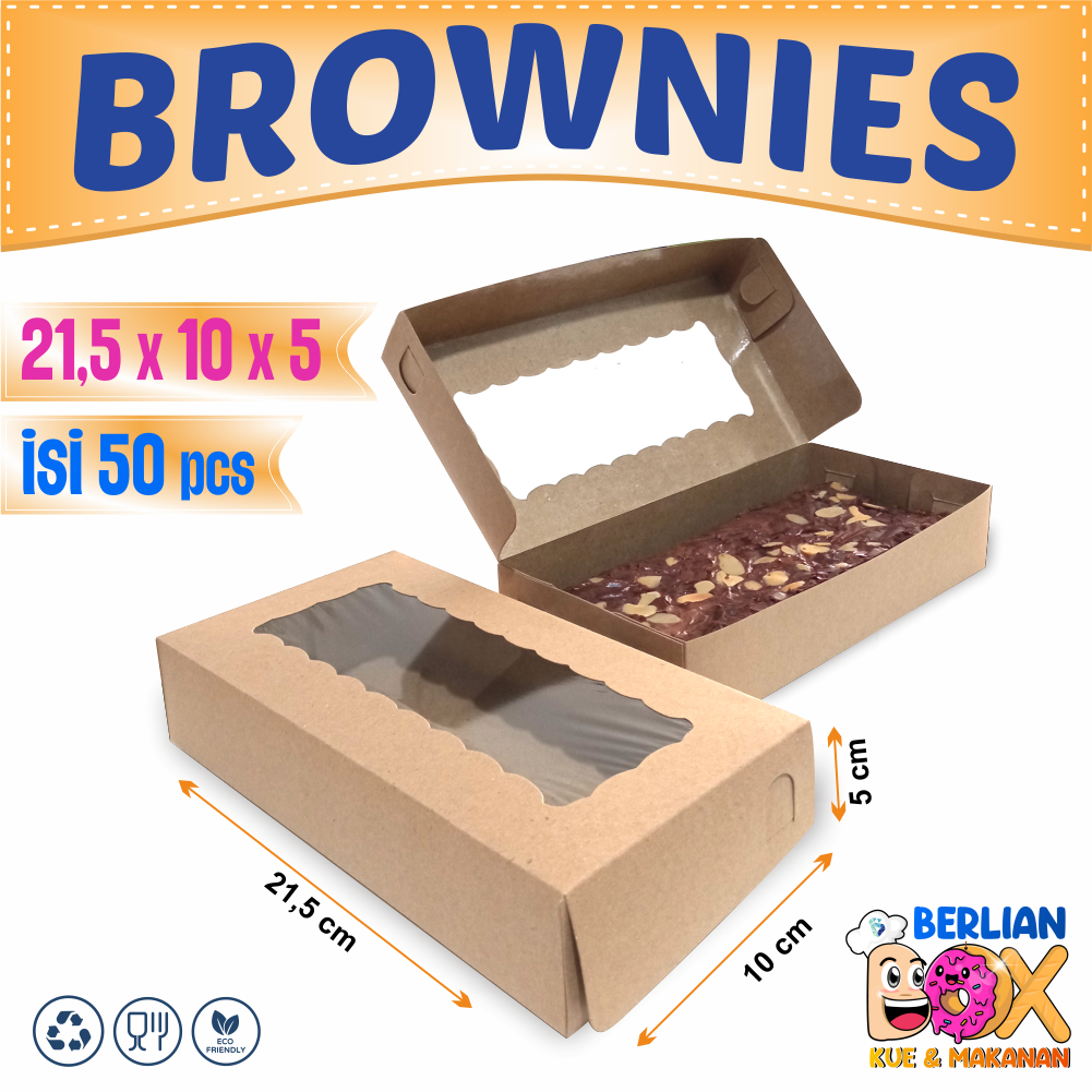 Brownies Box Plain Kraft Brownies Box 21.5x10x5 / Brownies Window Box ...