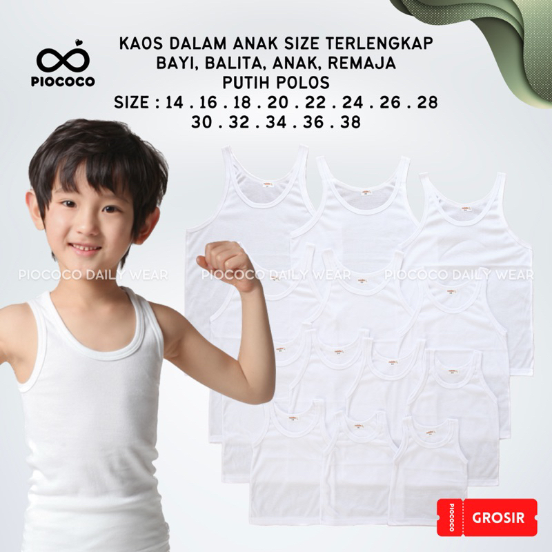 6 PCS Plain White Undershirts for Boys and Girls, Most Complete Sizes ...