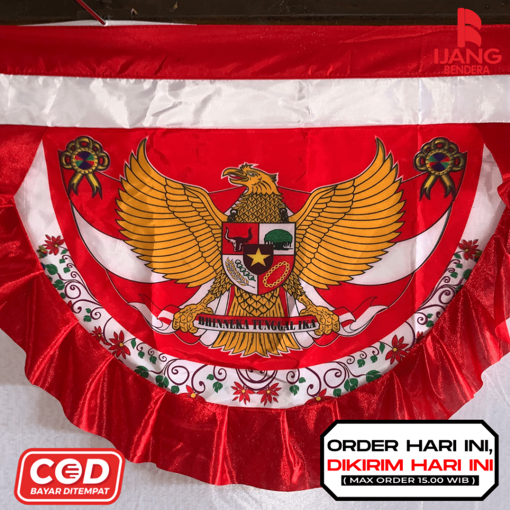 MERAH Garuda Background Red and White Batik Pennant 10 Waves Decoration ...