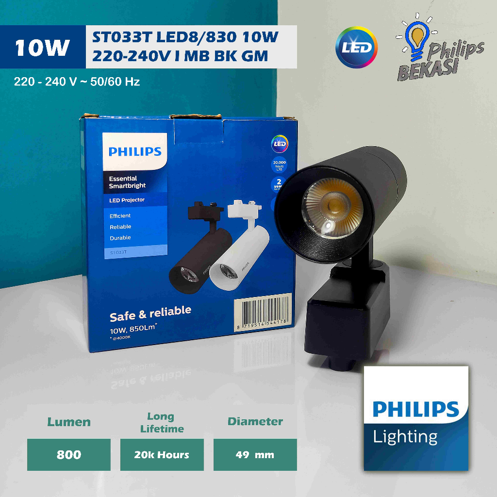 Philips Projector Spotlight ST033T LED8/830 10W 220-240V I MB BK GM | Shopee Singapore