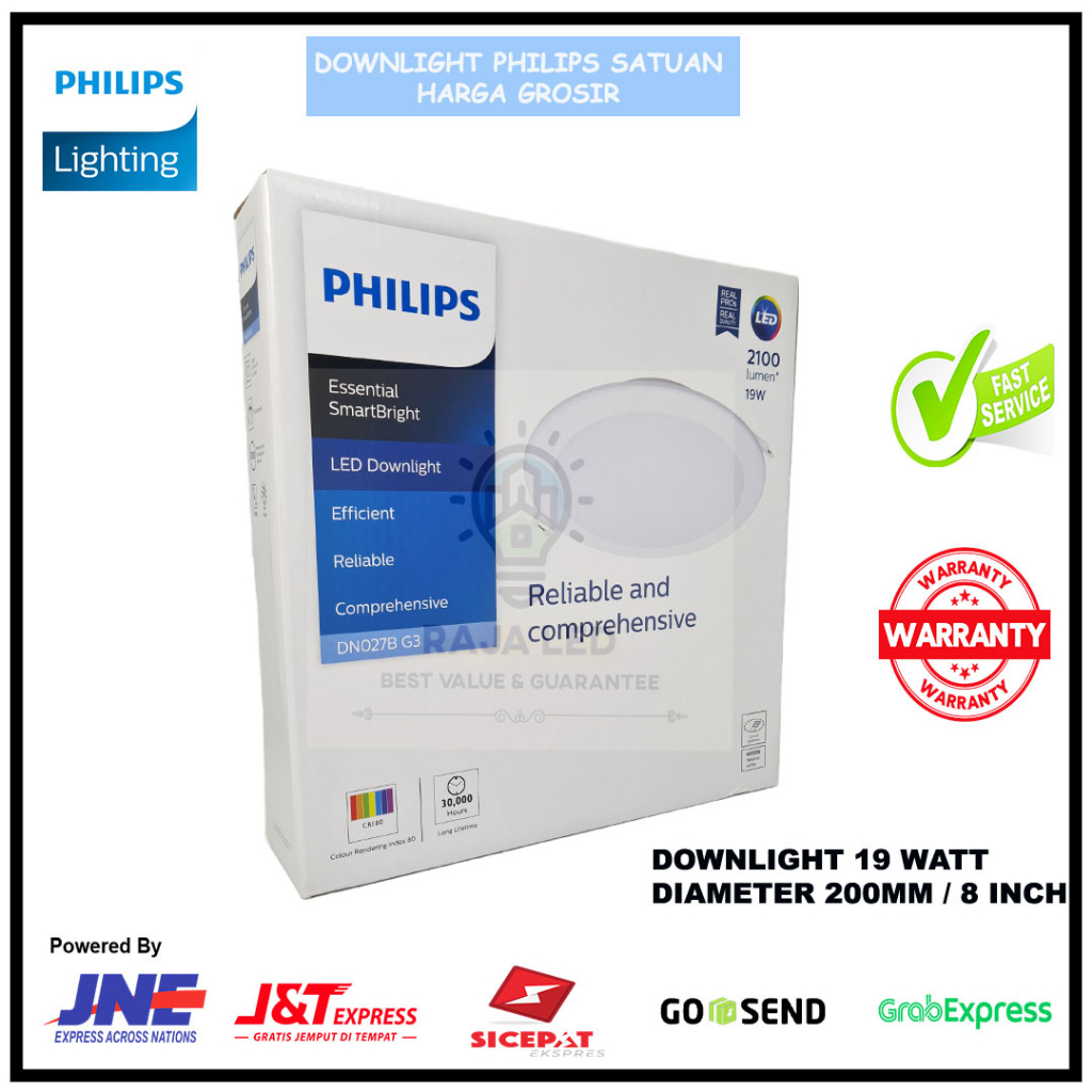 Philips Downlight Led DN027B 19W / 19 W / 19 WATT 8 INCH 8" WHITE ...
