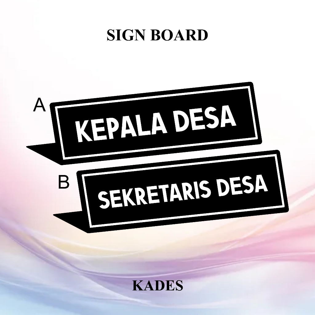HITAM Sign BOARD Black Acrylic Village Head & Village Secretary Pointer ...