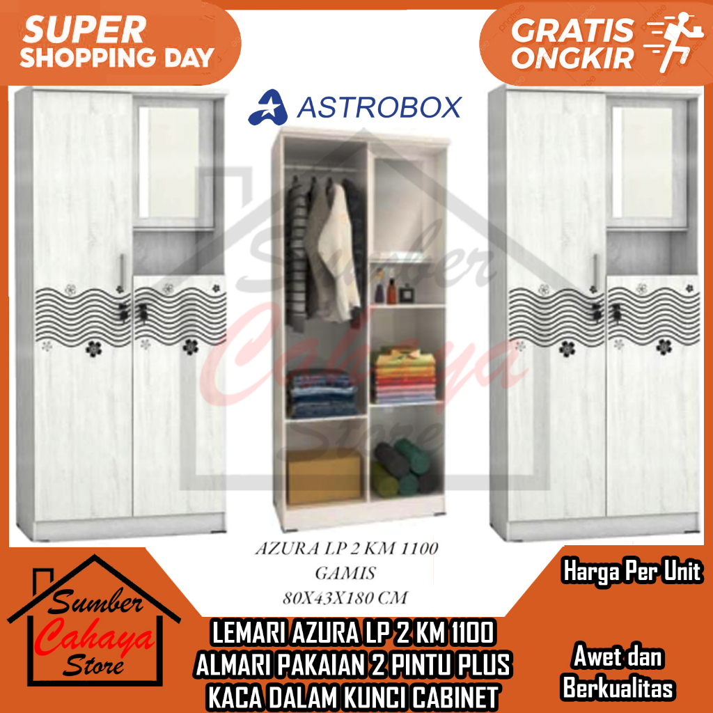 GANTUNGAN [Instant] AZURA LP 2 KM 1100 2-DOOR CLOTHES WARDROBE PLUS ...