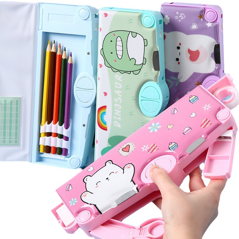 Cartoon Pencil Box Multifunction Complete Aesthetic Scissors Insulation ...