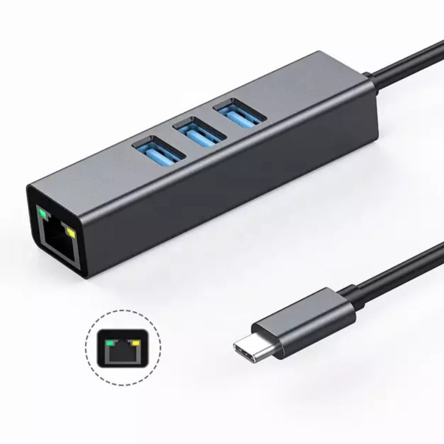 Usb Type C to lan gigabit Rj45 3 hub 3.0 port Ethernet Digigear ...