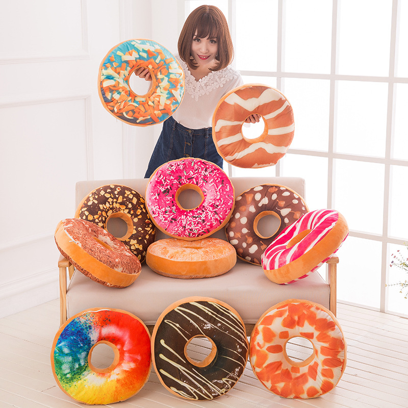 Brown Donut Motif Sofa Sitting Pillow Sers Plush Pillow Soft Soft ...