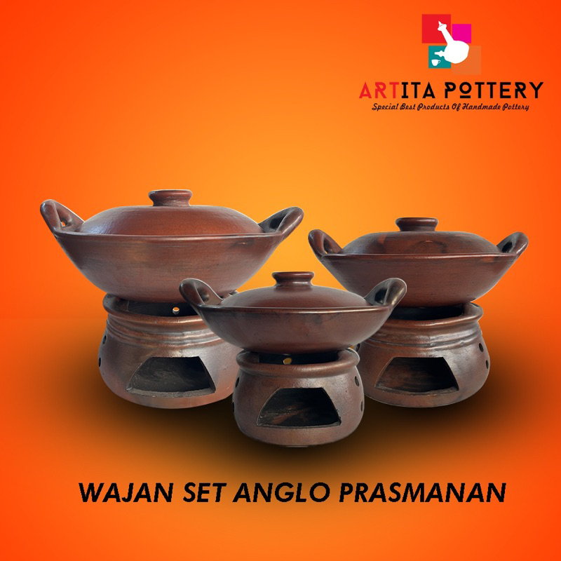KAYU Buffet Wok Pan SET ANGLO SERVING GROUNDING CLAY (MUST ORDER WOODEN ...
