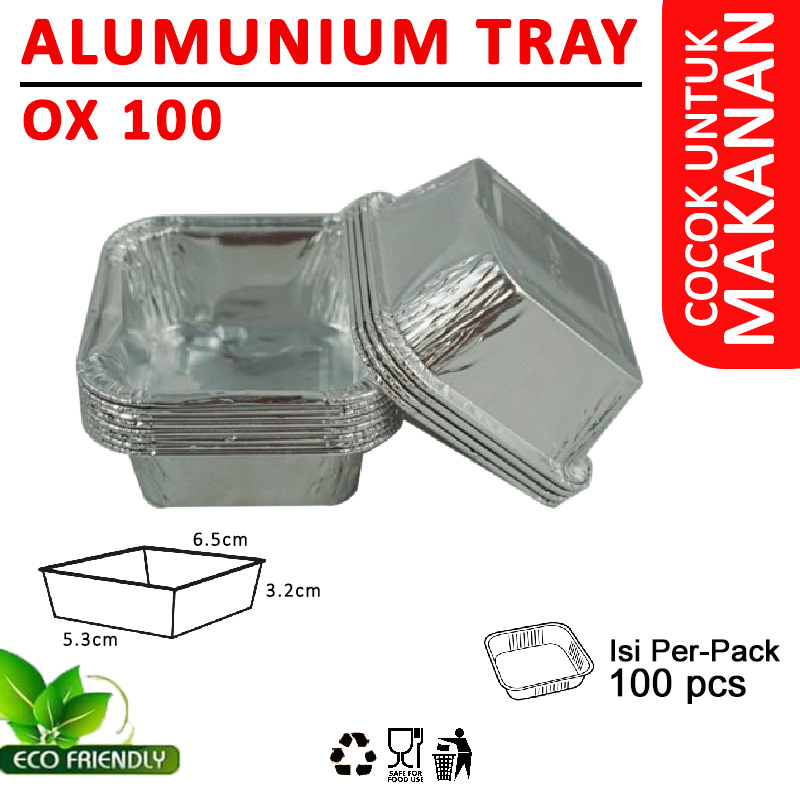 Alumunium FOIL CUP OX 100 / ALUMUNIUM FOIL TRAY / ALUMUNIUM BOX CONTENTS 100 | Ox 100 + LID ...