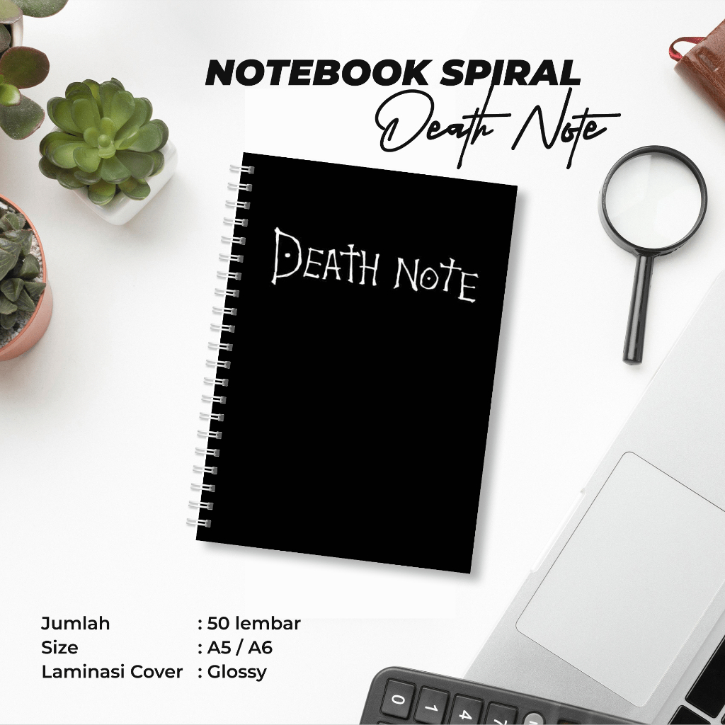PUTIH Death NOTE - NOTEBOOK SPIRAL A5 Contents 50 Sheets COVER GLOSSY ...