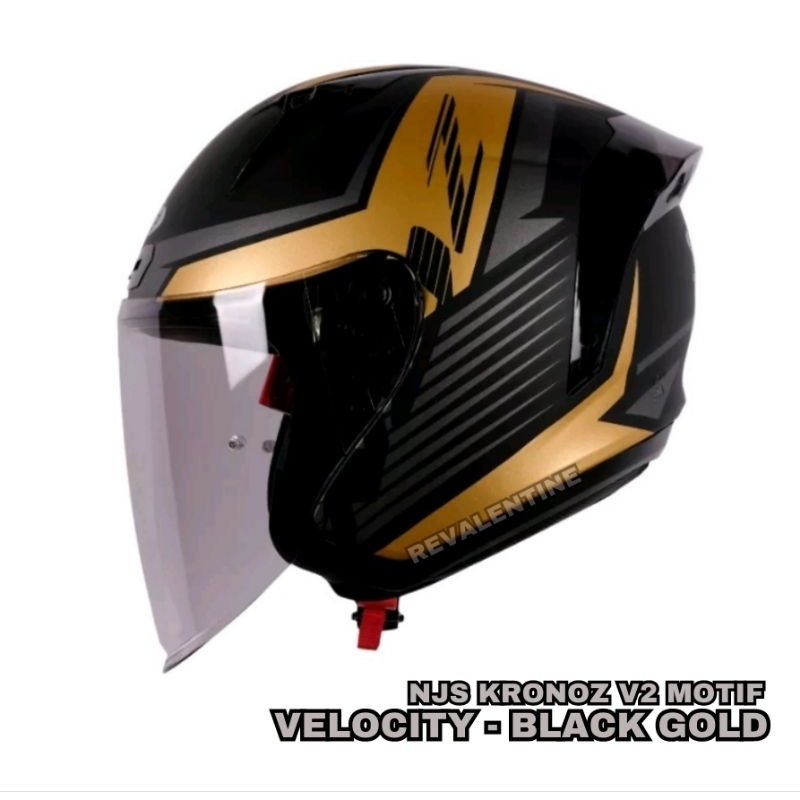 Njs KRONOZ VELOCITY BLACK GOLD DOFF | Half FACE KRONOZ HELMET MOTIF V2 ...