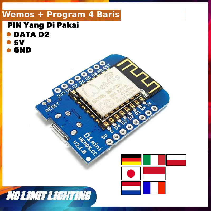 Wemos Chip Progam 4-line ZIGZAG Strobe LED Module Flag Version | Shopee ...