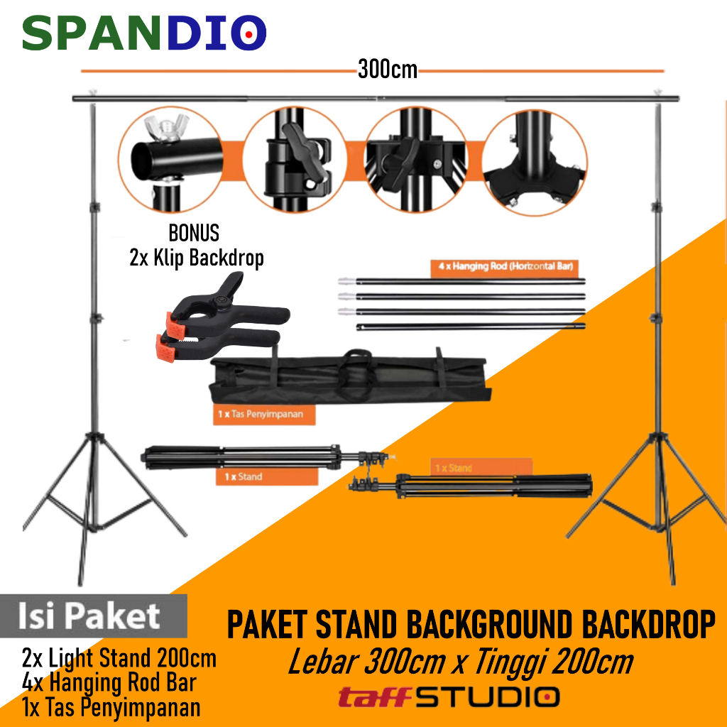 3 Meter Photo Background Stand / Bonus Backdrop Background Pole ...