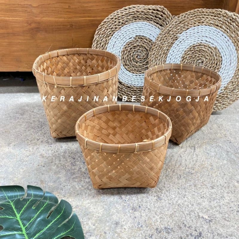 Bamboo OVAL pot / flower pot food basket rice basket rice basket bamboo ...