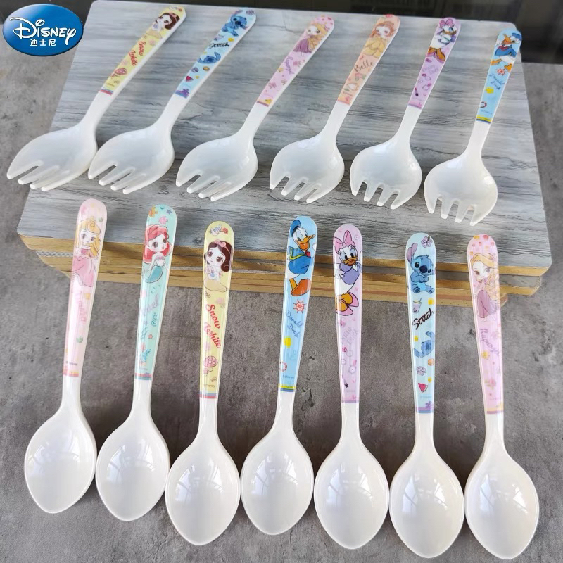 ORIGINAL DISNEY CHILDREN'S LUNCH SPOON FORKS/ Donald Daisy Stitch Ariel ...