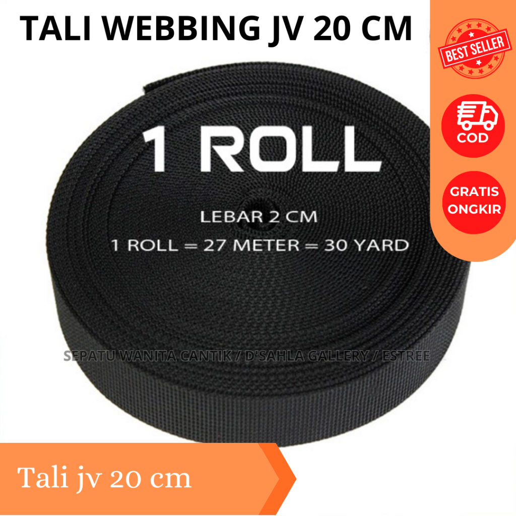 HITAM Webbing Strap 2cm, 2.5cm 3.8cm Thick Tabular Hammock Nylon Bag ...