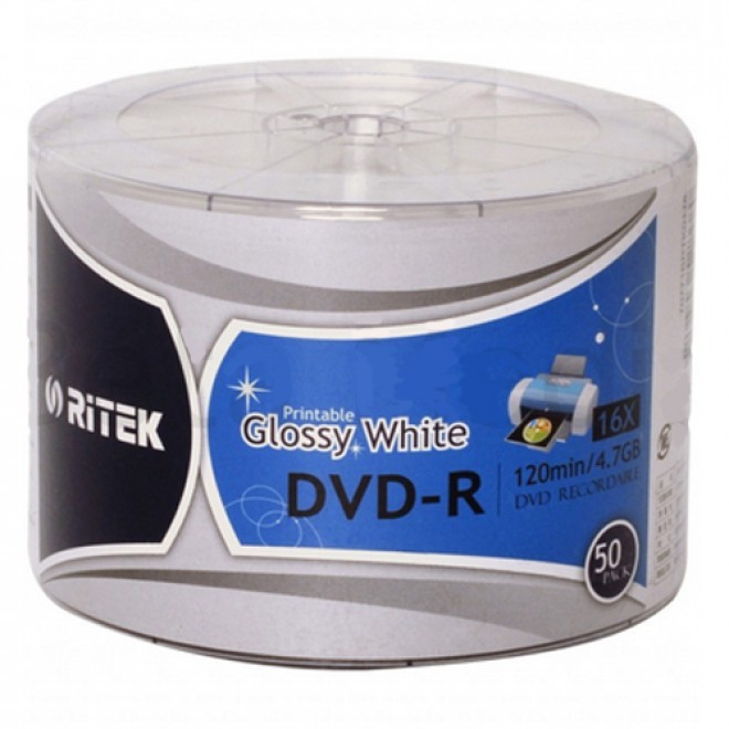 Ritek DVD-R Glossy White DVDR Printable Glossy RITEK DVD contains 50 ...