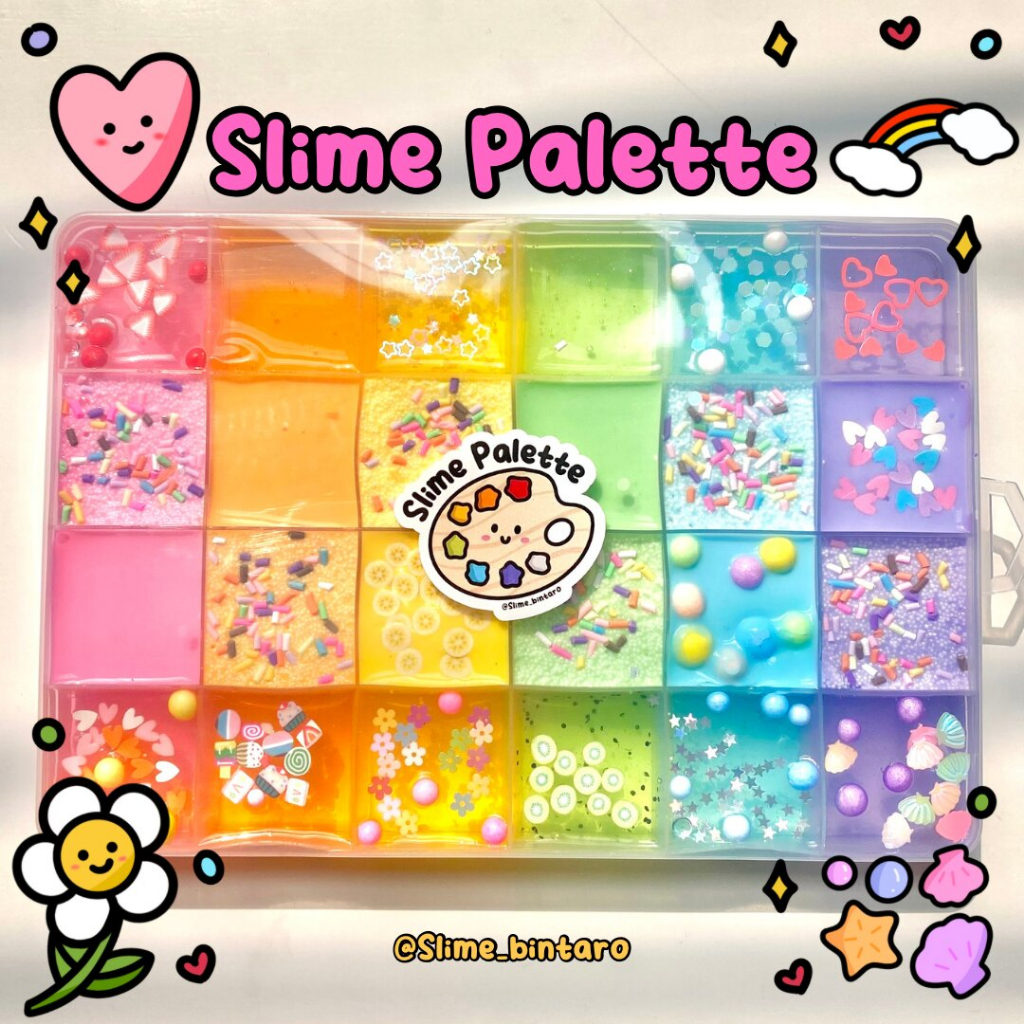 SLIME PALETTE 24 PCS BY SLIME BINTARO || Colorful SLIME PALETTE ...