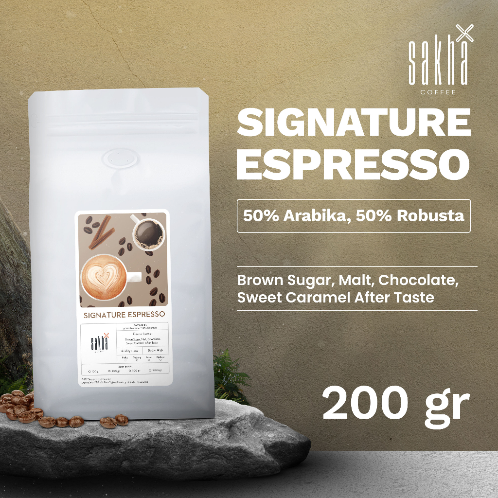 Coffee Beans Powder Signature Espresso House Blend 50% Arabica 50% ...