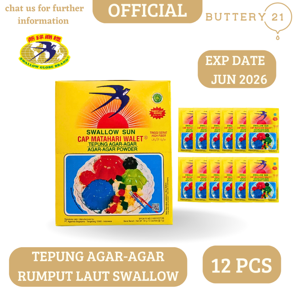 PLAIN SWALLOW AGAR AGAR FLOUR 7 GR 1 BOX (12 PCS) | Shopee Singapore