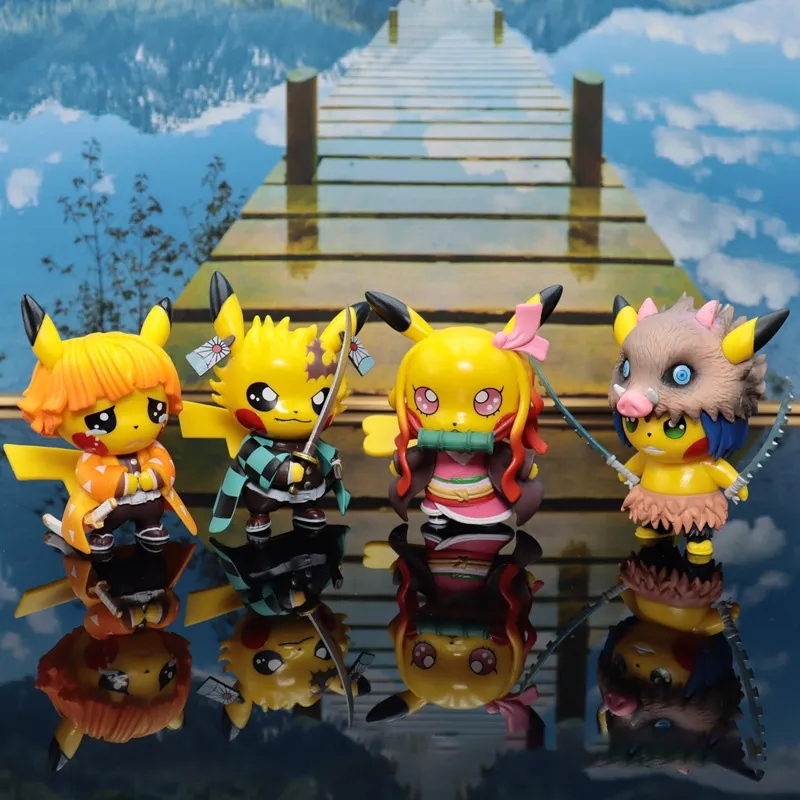 1pc ACTION FIGURE POKEMON X DEMON SLAYER/PIKACHU TANJIRO/ZENITSU/NEZUKO ...