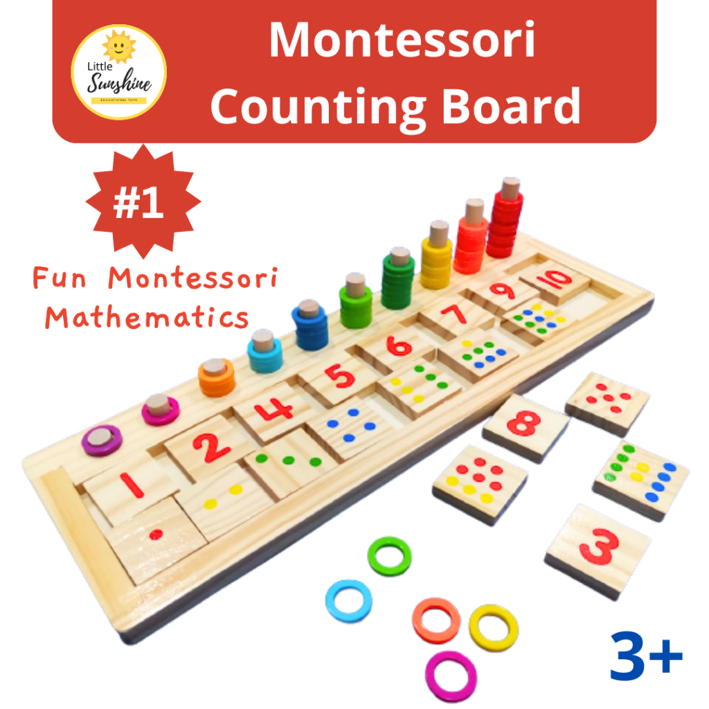 Montessori Educational Toy Mathematics Learning to Count Numbers Wooden ...