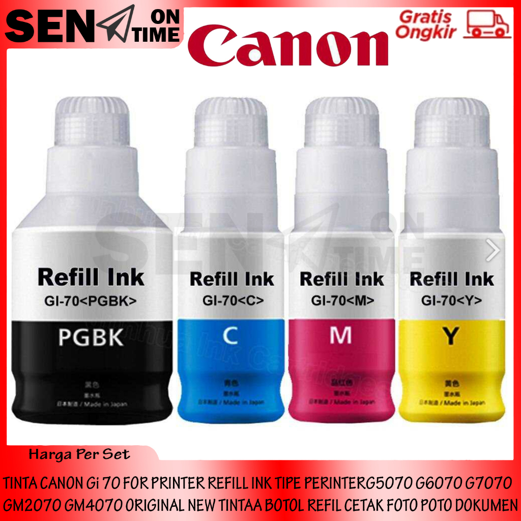 Canon Pixma Gi 70 Ink 1 Set 4 Colors For Printer Refill Ink Type ...