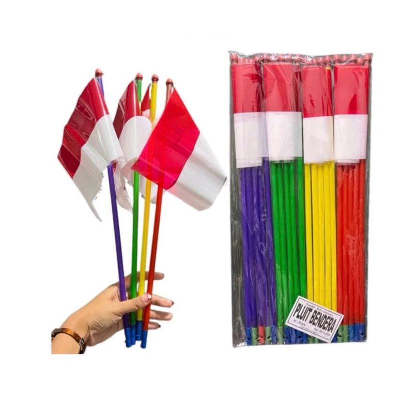 MERAH PUTIH 20pc red and white HANDLE flags / plastic flags ...