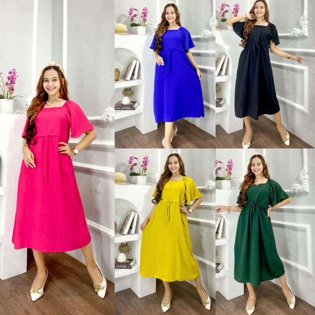 Fuji Crinkle Airflow Dress With Wrinkled Rubber Shoulder Modelfuji Viral Dresshijab Dress