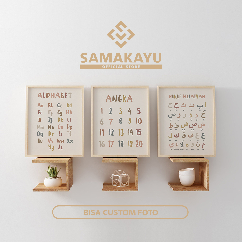 KAYU Decoration Educational Poster Alphabet Numbers Hijaiyah Letters ...