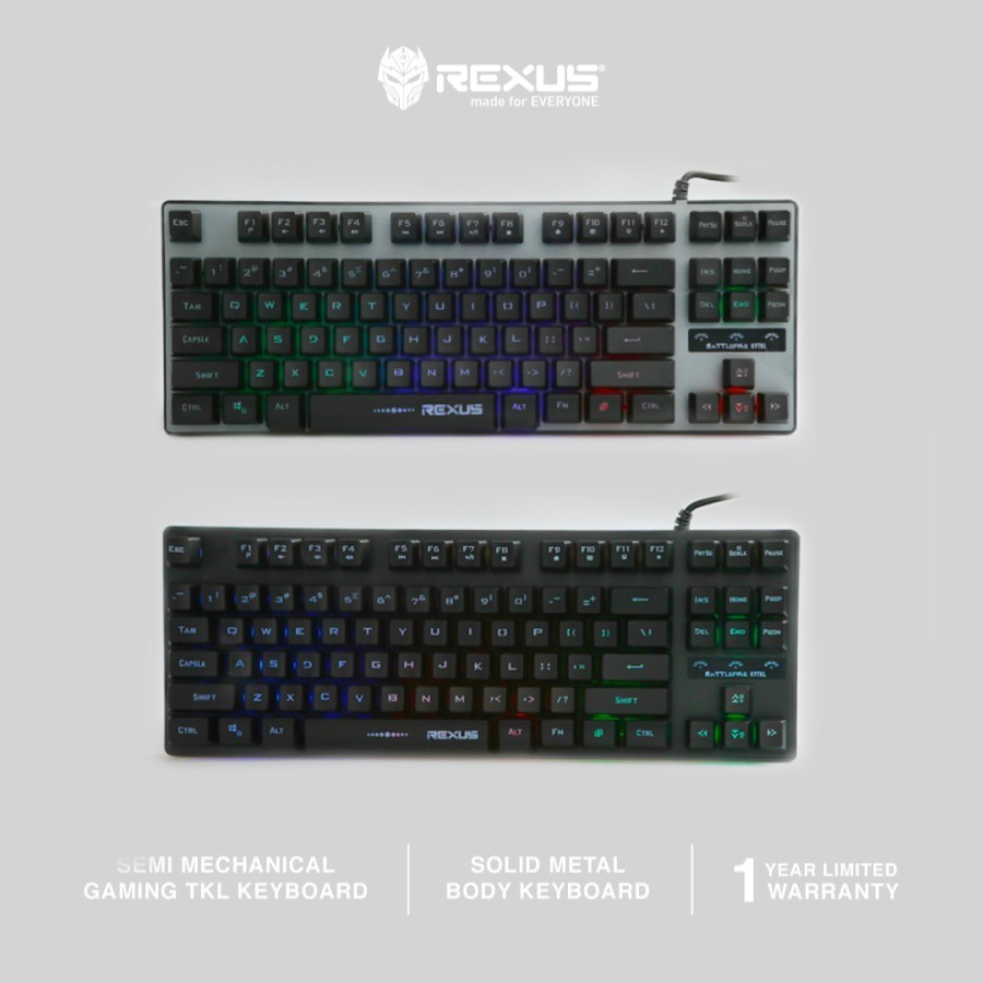 Rexus BattleFire K9TKL/K9 TKL Metal RGB USB Wired Gaming Keyboard ...