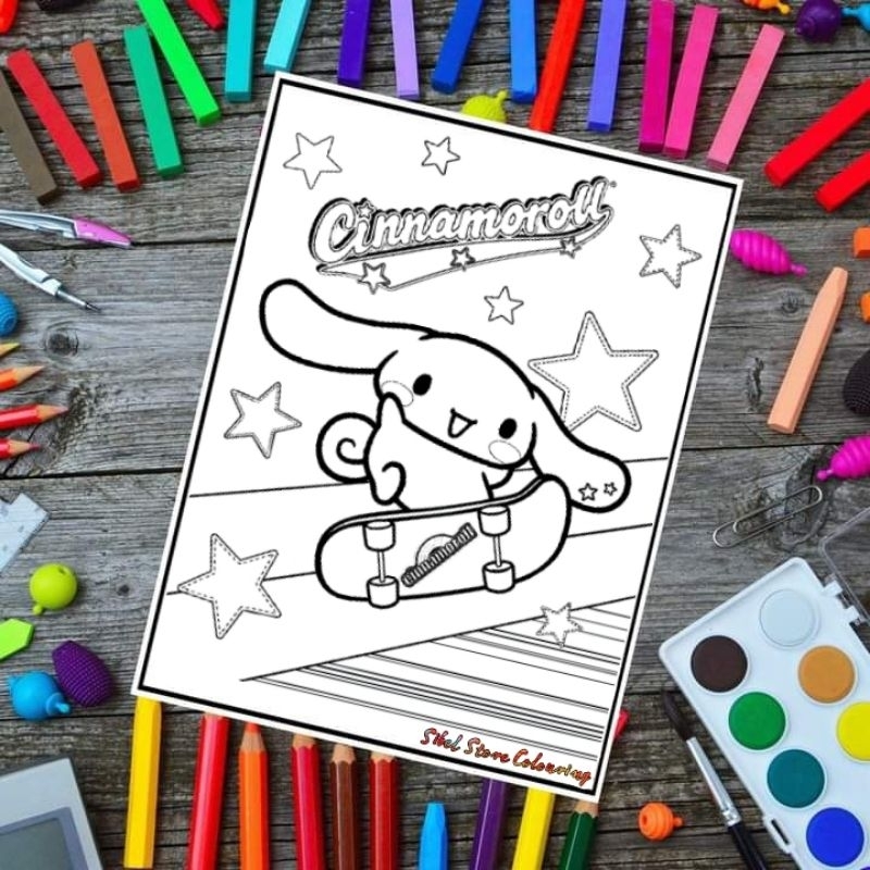 Cinnamoroll Theme Children's Coloring Paper / Drawing Paper (10 Picture ...