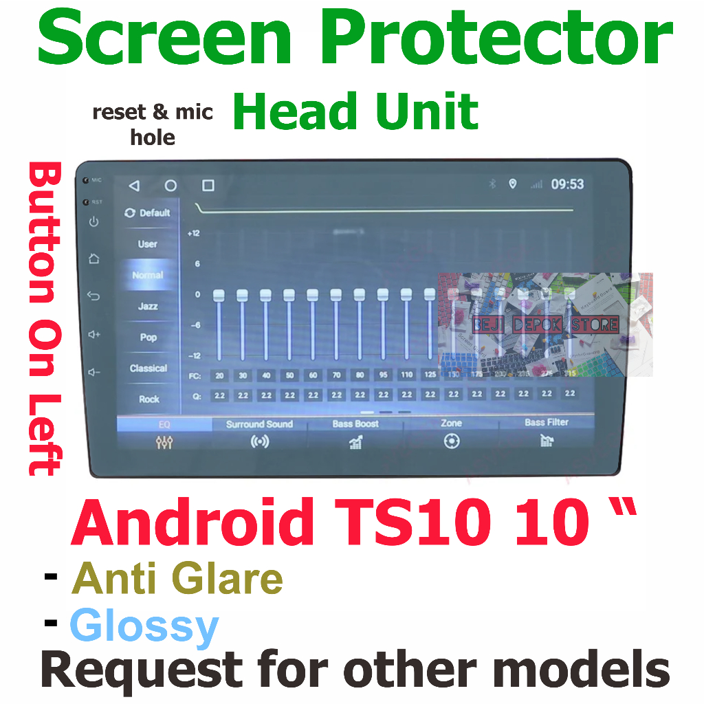 TS10 Android Car Head Unit 10" inch Screen Protector Guard Left bottom ...
