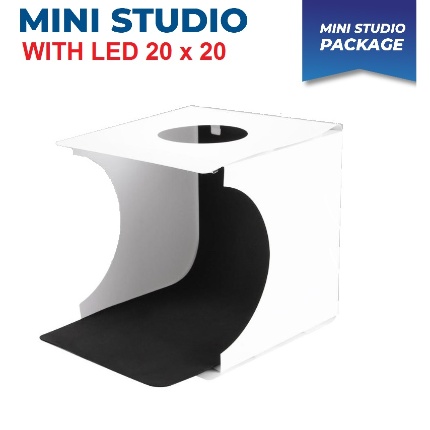 Mini studio AE20 with LED portable studio photo box 20x20x20 | Shopee ...