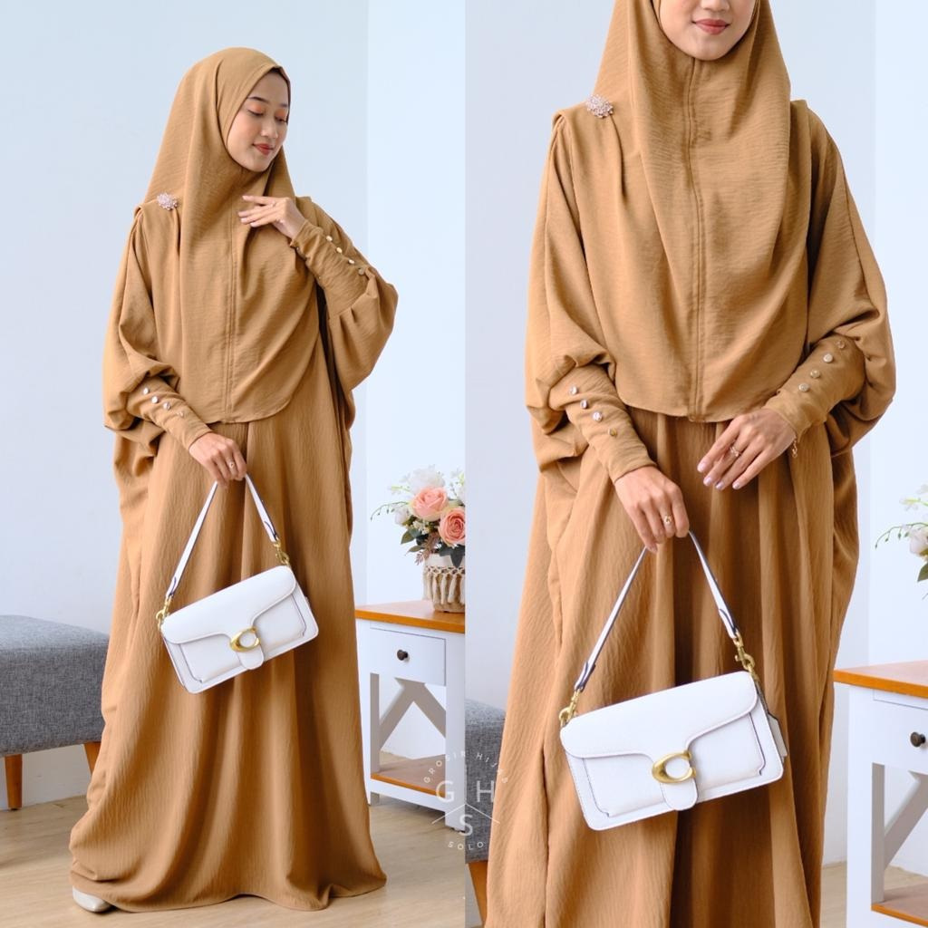 One SET Abaya Kaftan AMENA SET Khimar Oval Tille SET HIJAB DRESS Women ...