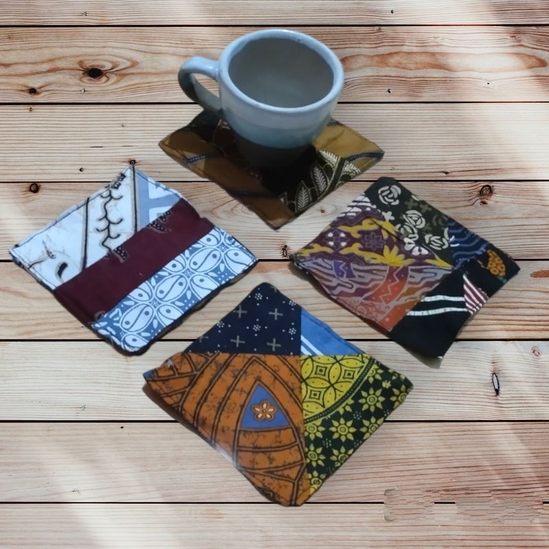 Cup coasters batik patchwork glass coasters (price per 10 pcs) | Shopee ...