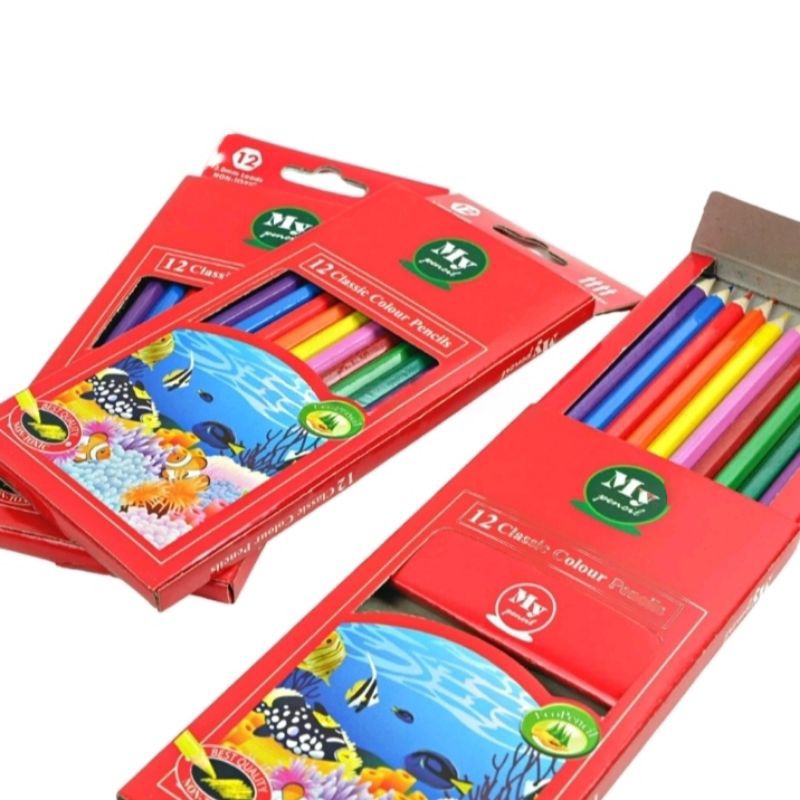 12 Color Pencils Set Of Colored Pencils For School Children Drawing ...