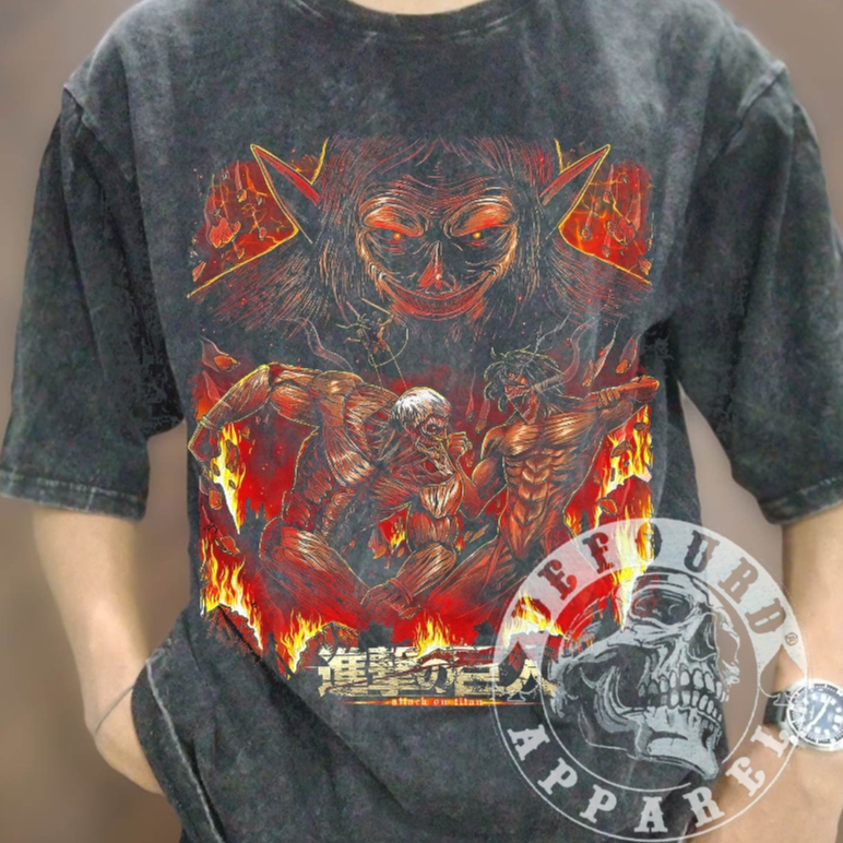 Aot EREN YEAGER Anime T-Shirt, EREN YEAGER ATTACK ON TITAN Vintage Wash ...