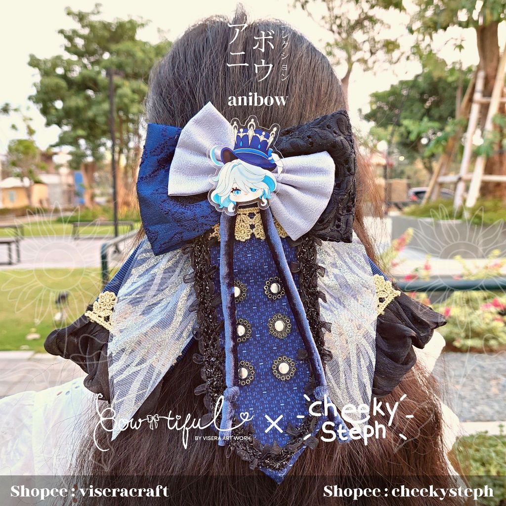 Furina Animula Choragi Genshin Impact Bow - Hairpiece - Cosplay ...