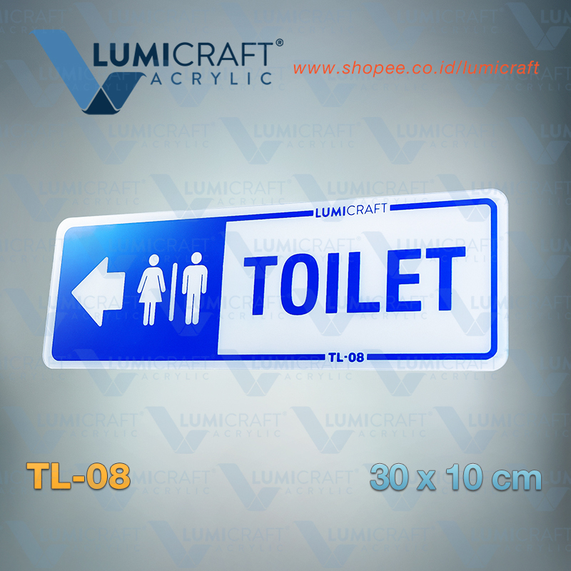 Acrylic TOILET Sign with Directional Arrow Sign Kiri size 30 x 10 cm ...