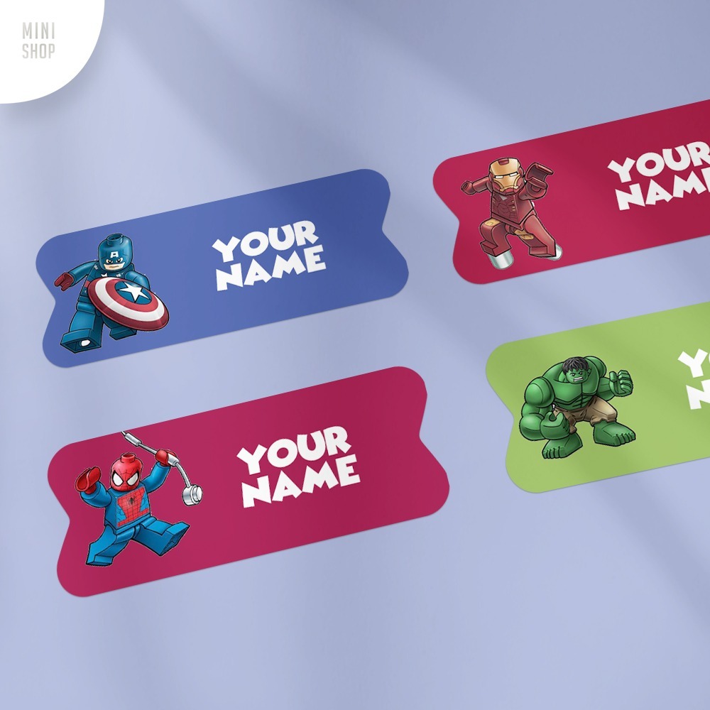 Custom Name Sticker Waterproof Lego Avengers (Iro Man Captain America ...