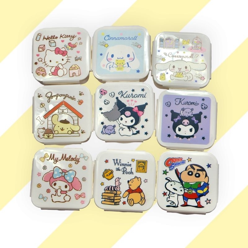 Snack box / mini lunch box sanrio 13.5x13.5x4.5cm kuromi / pompompurin ...