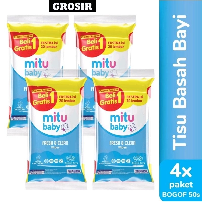 Mitu BABY Wet Tissue 50s (4 Pax Pack Of 8 pcs) | Shopee Singapore