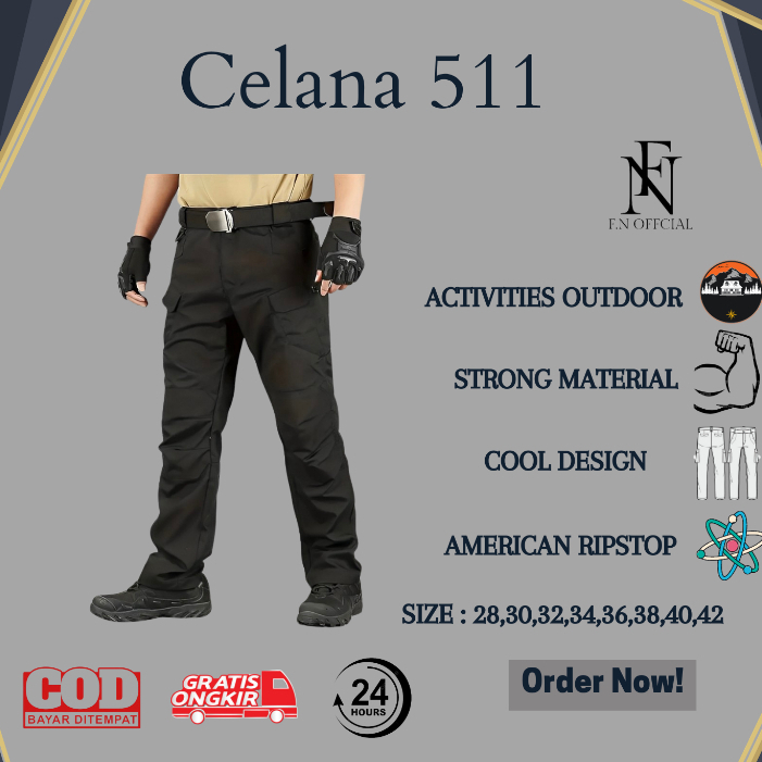 Tactical Pants 511 SERIES LONG BLACK OUTDOOR RIPSTOP TR Material ...