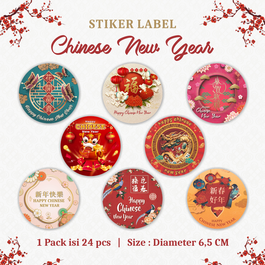 (24 pcs) Chinese New Year Stickers / Chinese New Year Stickers / Sincia ...