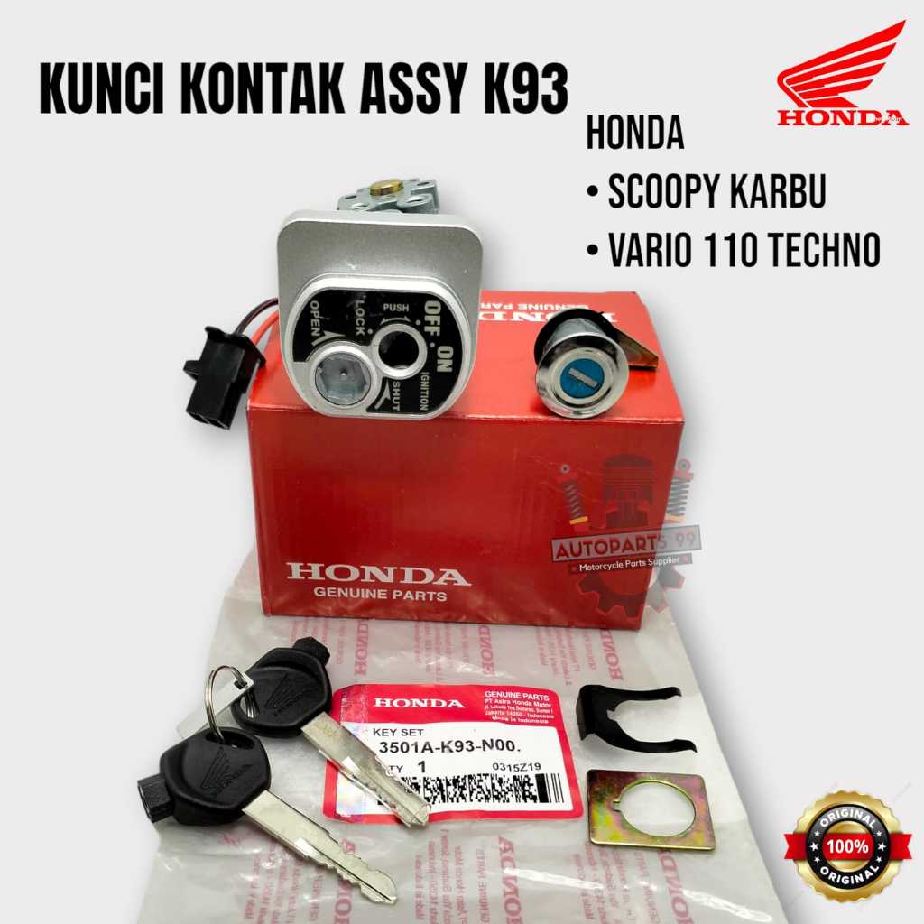 Vario 110 Techno Scoopy Karbu Ignition Key Complete Set Original Honda ...