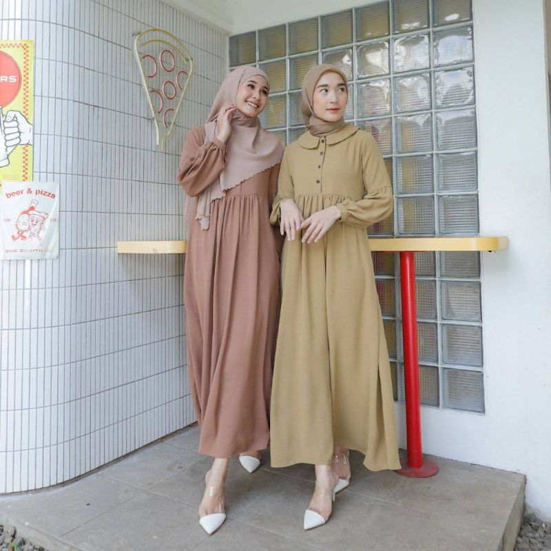 Dara Midi dress - poly cringkle Midi dress - Albata Hijab | Shopee ...