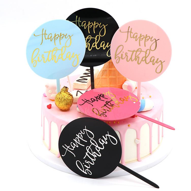Round Happy Brithday Acrylic Topper/Acrylic Birthday Cake Topper/Cake ...